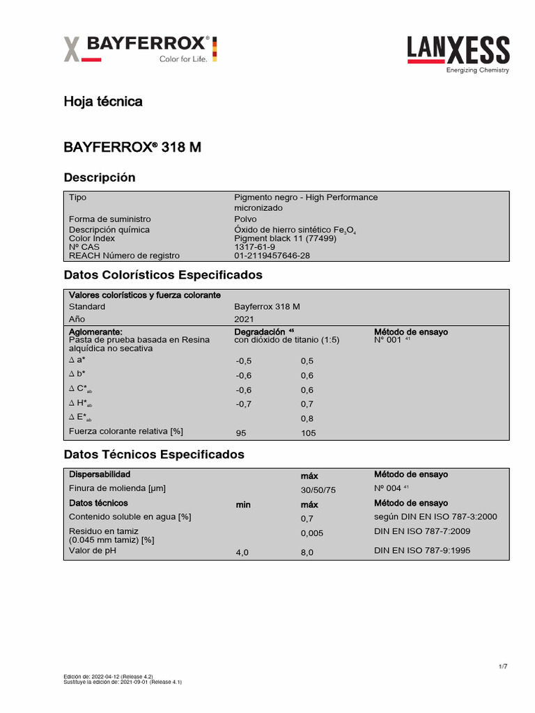 Ocre Negro 318 Bayer Bayferrox | PDF | Elementos químicos | Química