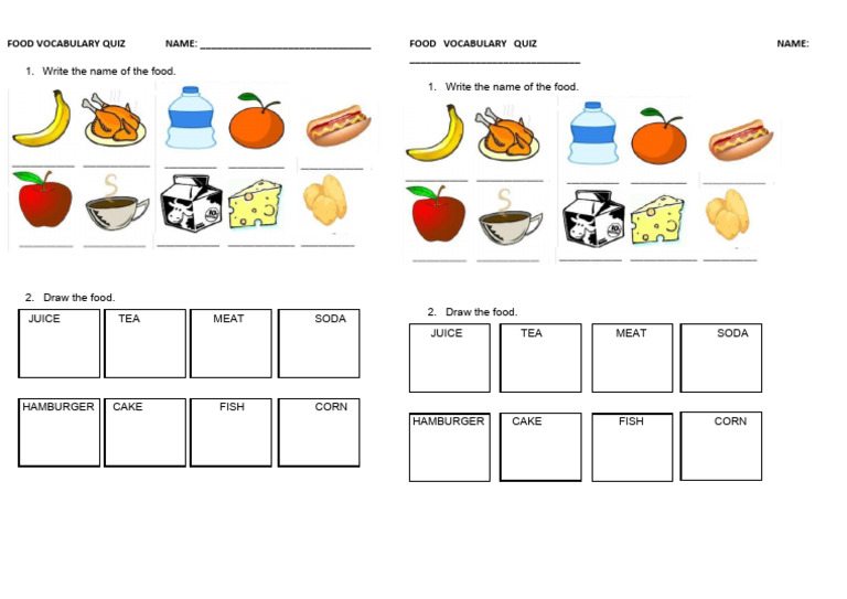 Food Vocabulary Quiz Game | PDF