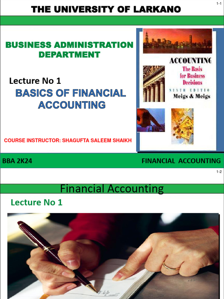 Financial Accounting Lecture 1 | PDF | Expense | Equity (Finance)