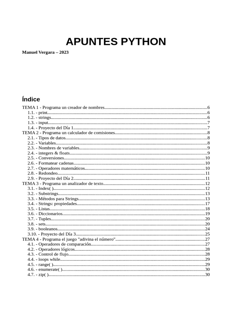 Apuntes Python Manuel Vergara | PDF | Python (lenguaje de programación ...