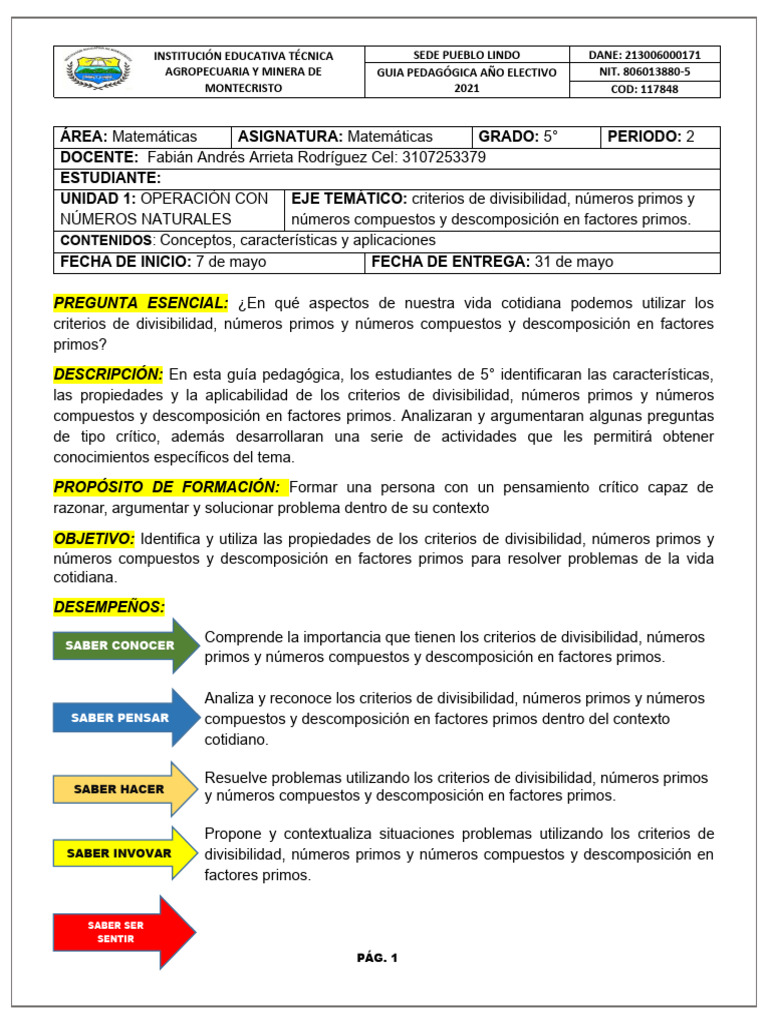 GUIA DE 5° MATEMATICA MAYO | PDF