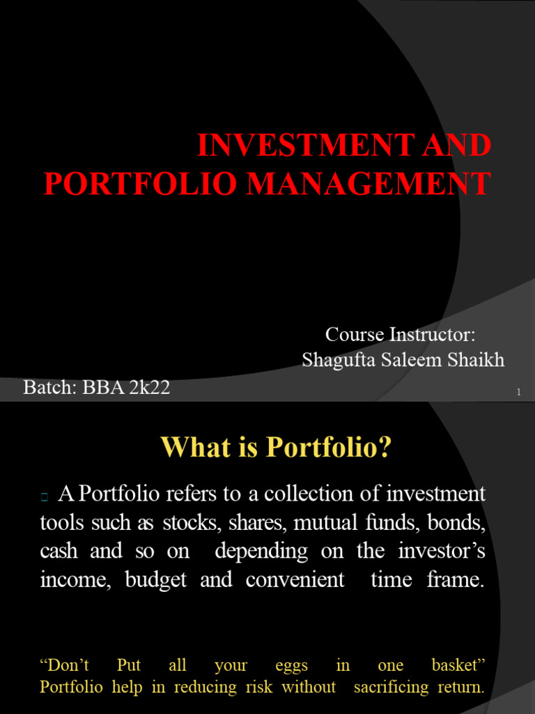 Portfolio Management | PDF | Investment Fund | Modern Portfolio Theory