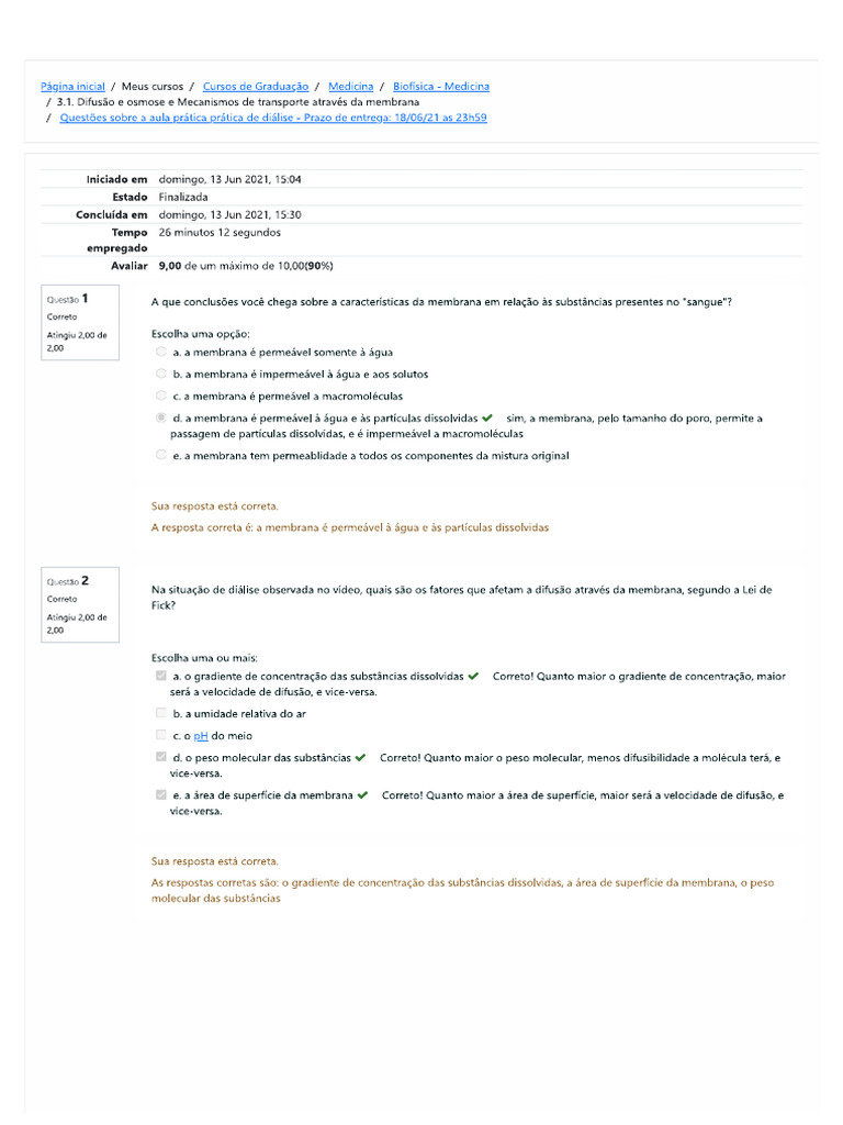 Exercícios Diálise Com Comentário | PDF