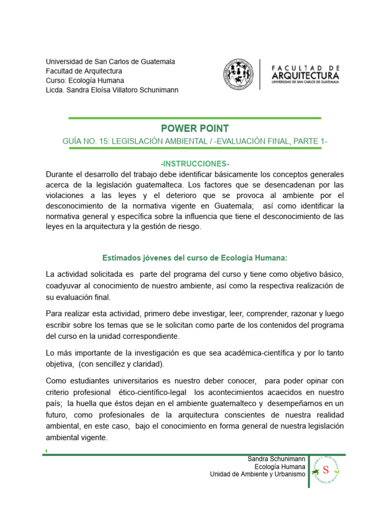 Guía No. 15 Legislación Ambiental -Evaluación Final, Parte 1 | PDF