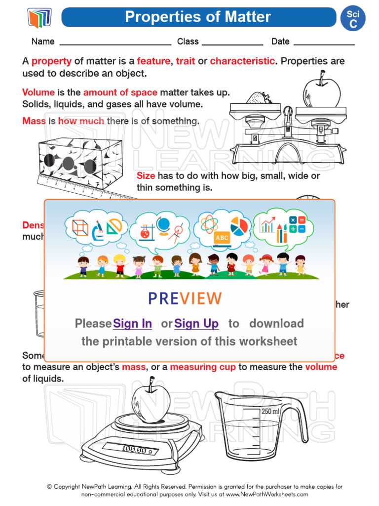 Activity Lesson Science Grade 3 Matter and Its Properties Properties of ...