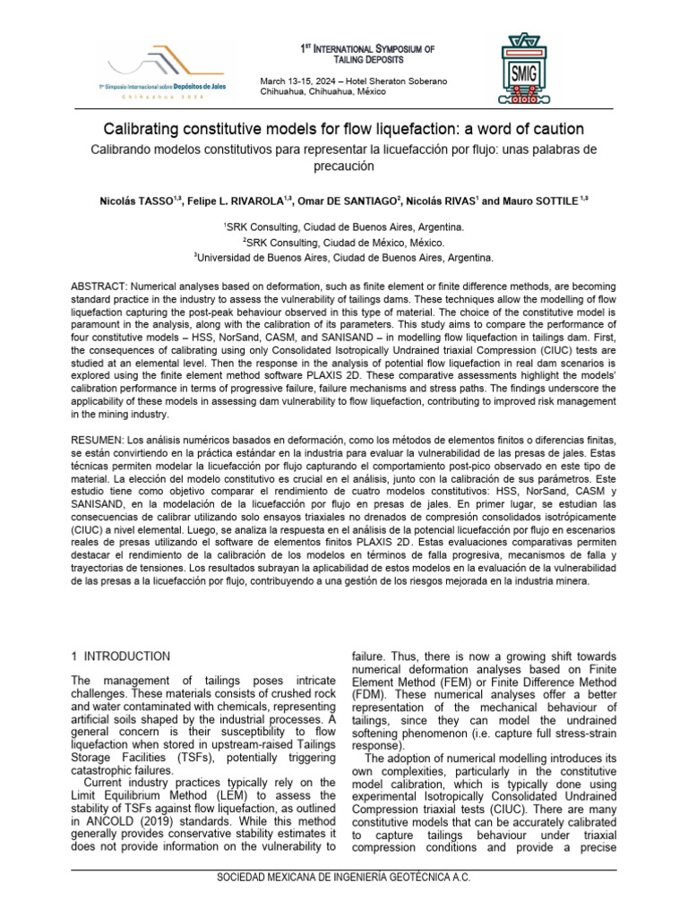 Flow Liquefaction Models for Tailings Dams | PDF | Stress (Mechanics ...