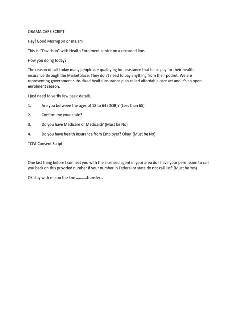 Obama Care Script | PDF