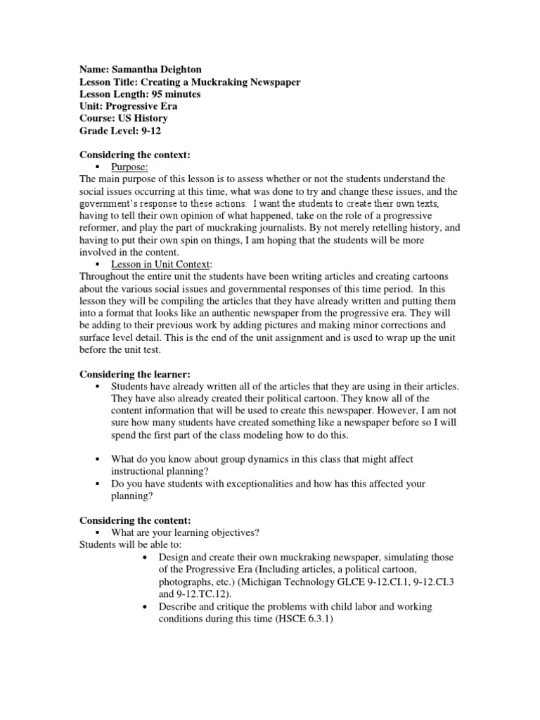 Creating A Progressive Era Newspaper | Download Free PDF | Progressive ...