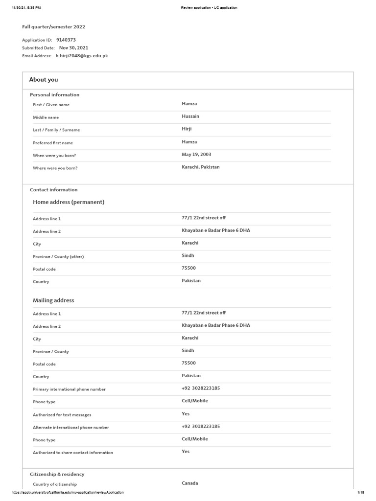 UC Application Review for Hamza Hirji | PDF | Gce Advanced Level ...