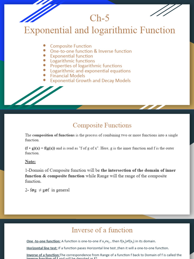 CH-5 - Exponential & Logarithmic Functions | PDF | Function (Mathematics) | Exponential Function