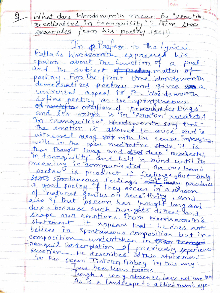 Wordsworth 5 marks | PDF