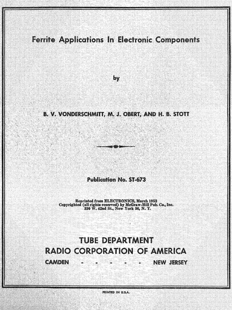 Ferrite Applications in Electronic Components Rca 1952 | PDF | Inductor ...