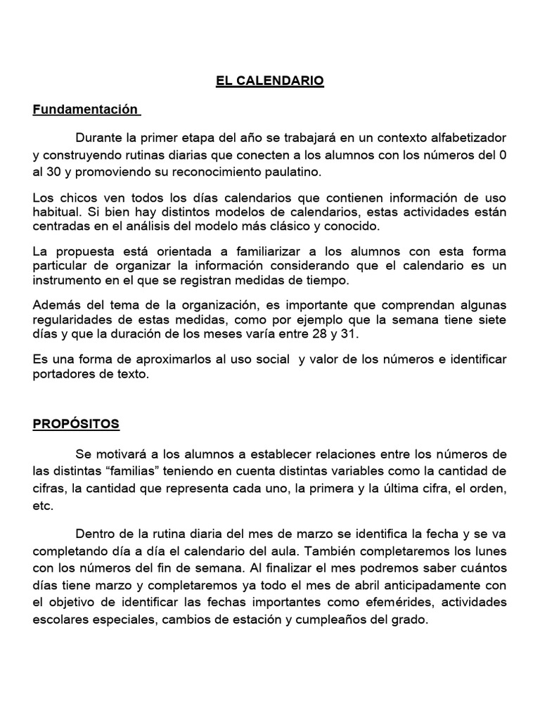 Aprendizaje Matemático con Calendarios | PDF | Calendario