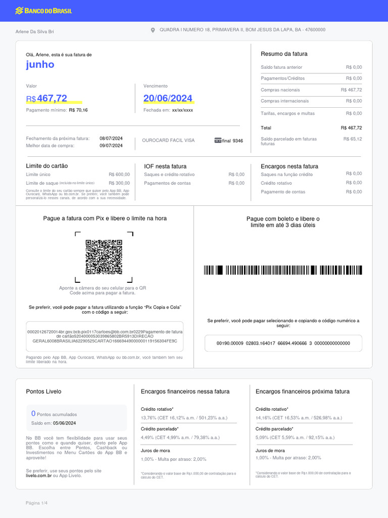 Comprovante_17-06-2024_213612 | Download grátis PDF | Crédito rotativo | Juros