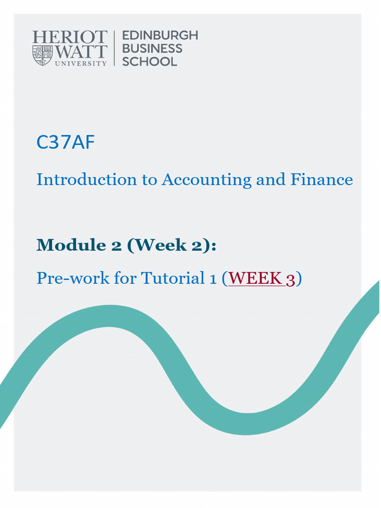 Module 2 (Week 2), Pre-Work, TUTORIAL 1 For Week 3 | PDF | Equity ...