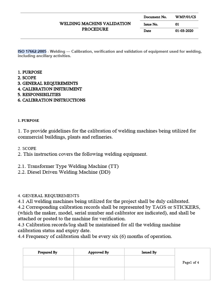 Weldin Machin Calibration Procedure | PDF | Calibration | Verification ...