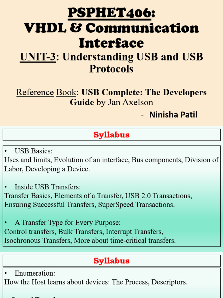 PSPHET406: VHDL & Communication Interface: UNIT-3: Understanding USB ...