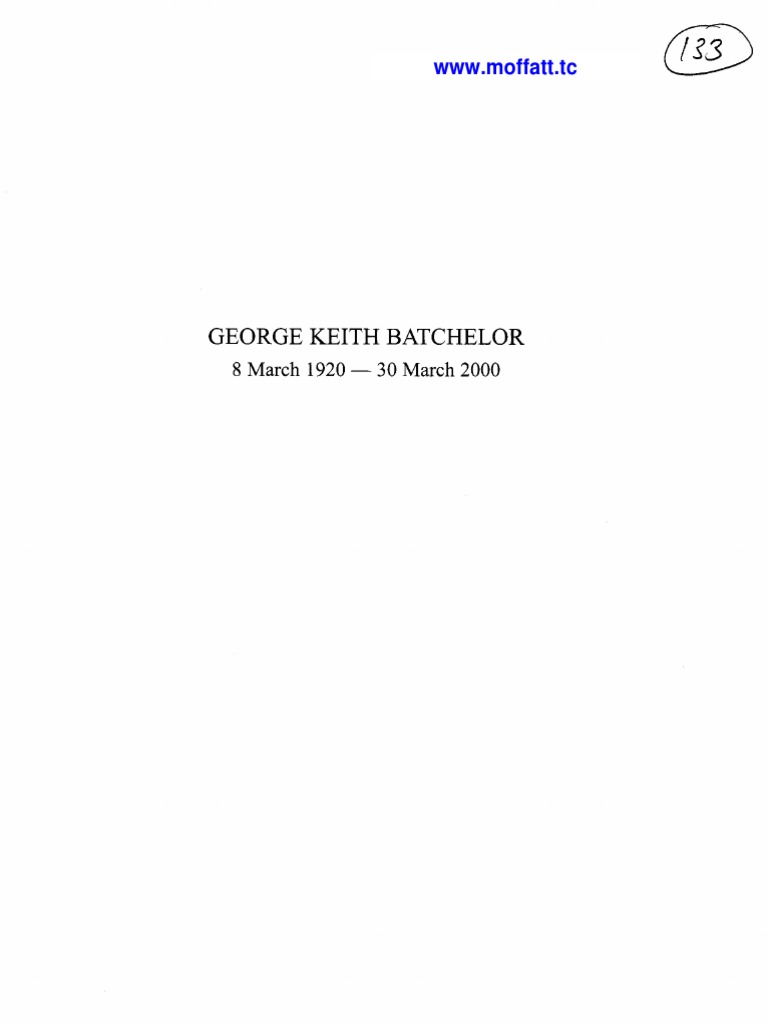H.K. Moffatt - George Keith Batchelor | PDF | Turbulence | Diffusion