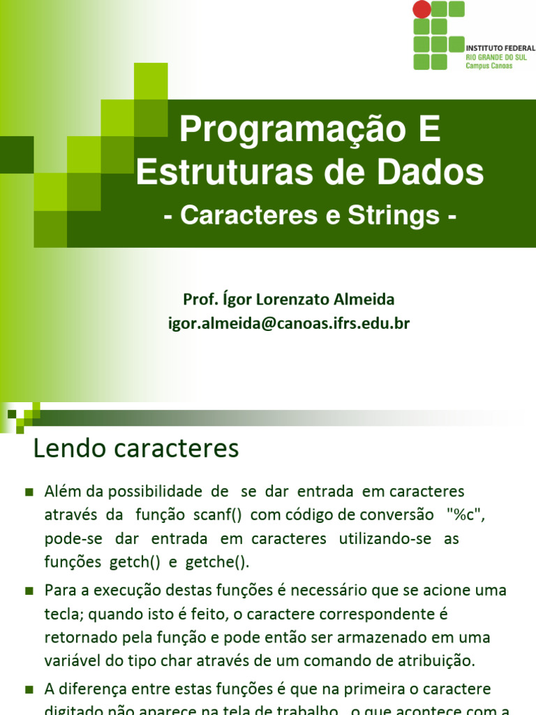 Aula 02 - Caracteres e Strings | PDF | Teclado de computador | Caixa alta e caixa baixa