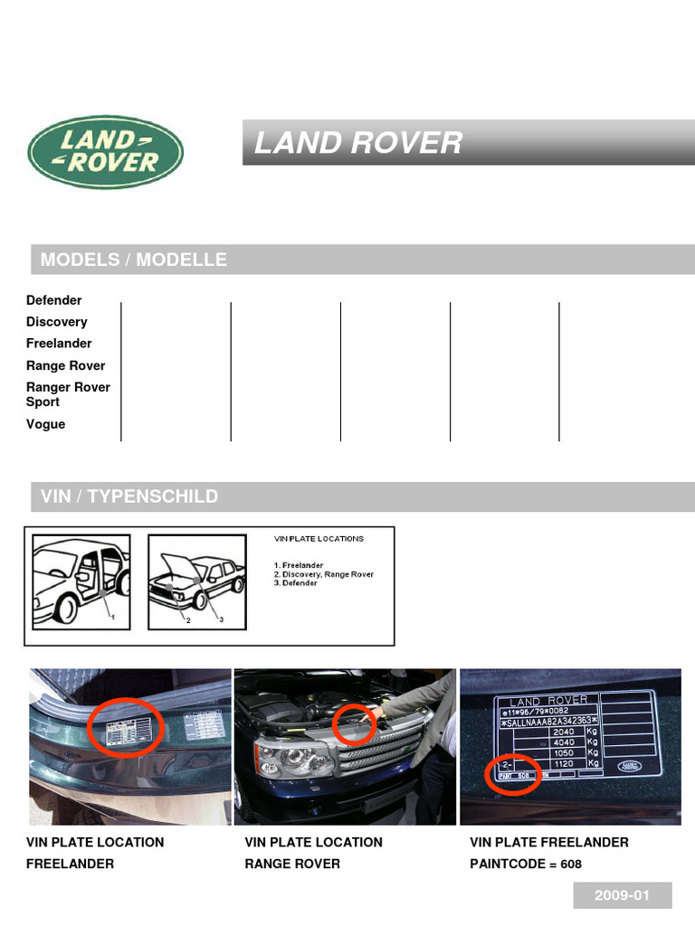 LAND ROVER Color Information | PDF | Car | Motor Vehicle