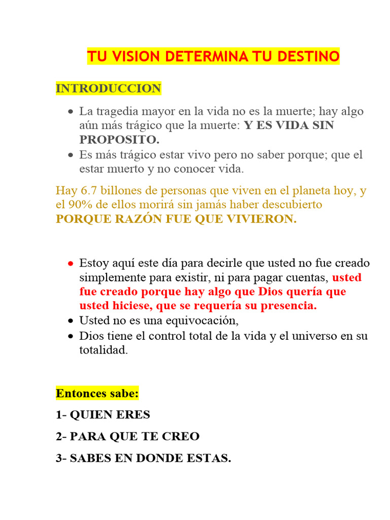 Tu Vision Determina Tu | PDF | Dios | Humano