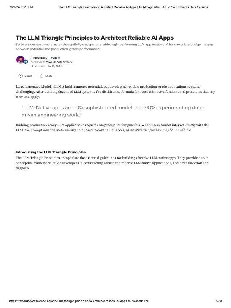 The LLM Triangle Principles To Architect Reliable AI Apps - by Almog ...