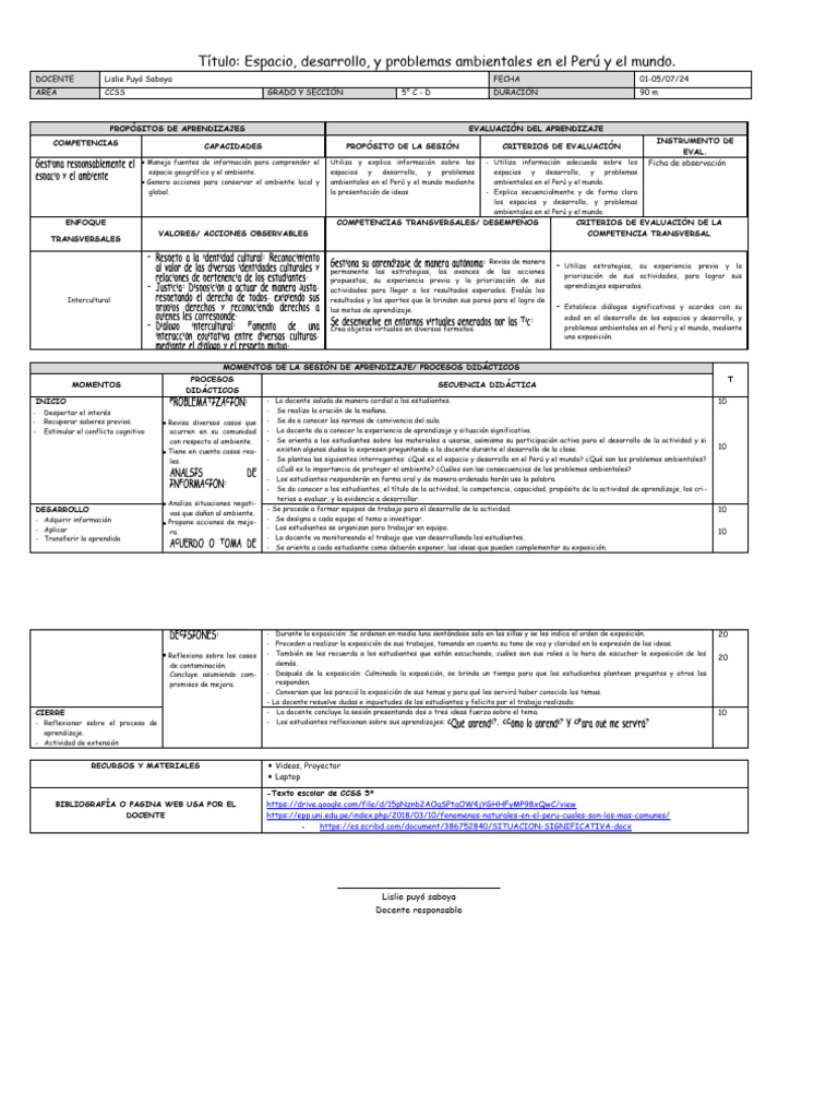 Sesión 2-U4-Ccss 5° | PDF | Aprendizaje | Evaluación