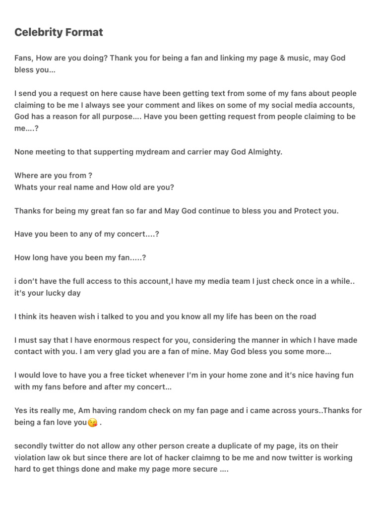 Celebrity Format | PDF
