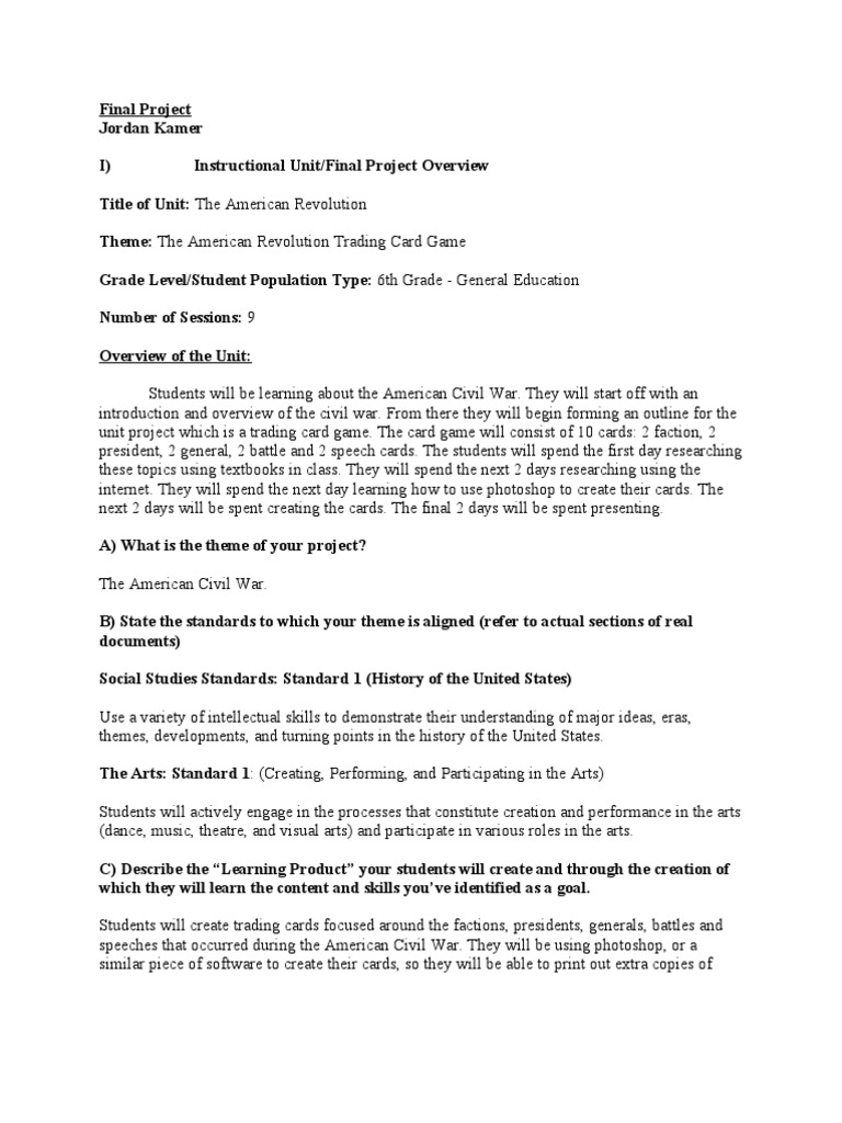 American Civil War - Trading Cards - Final Project - Kamer | PDF ...