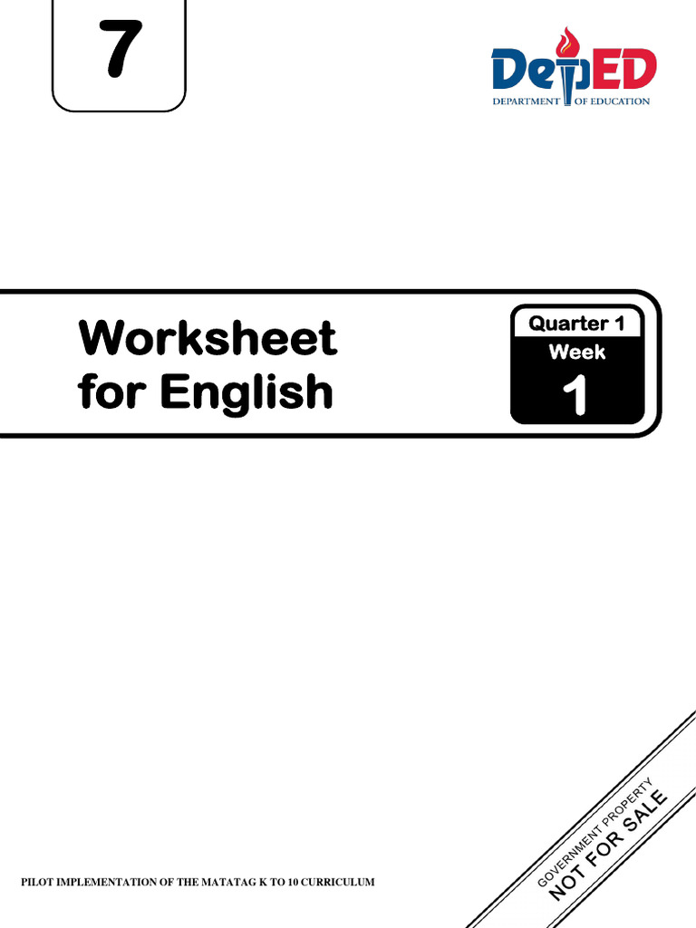 Week1 Worksheet English7 | Download Free PDF | Poetry | Curriculum