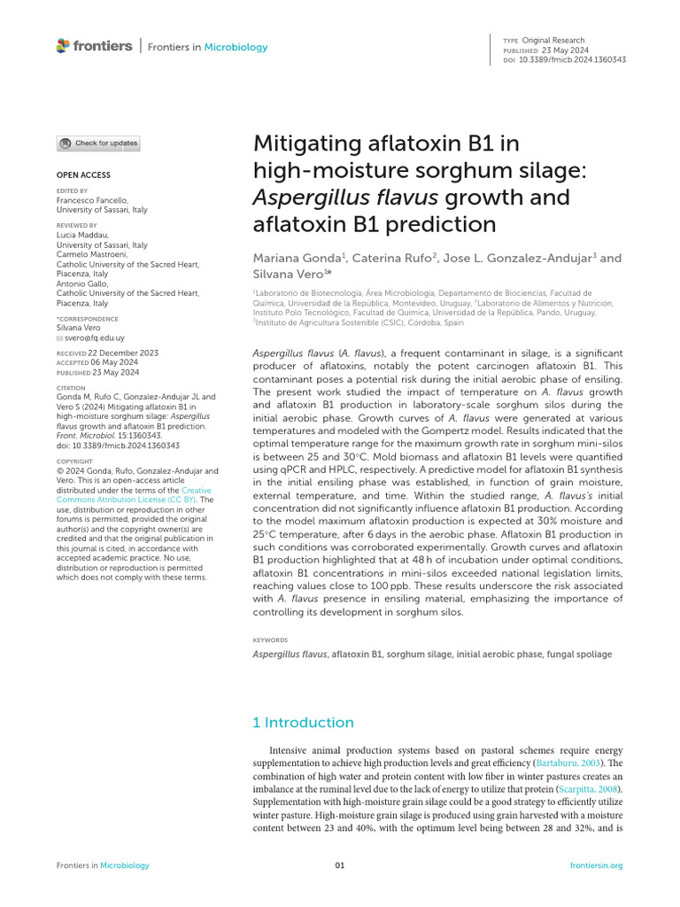 Mitigating Aflatoxin B1 in High-Moisture Sorghum S | PDF | High Performance Liquid Chromatography