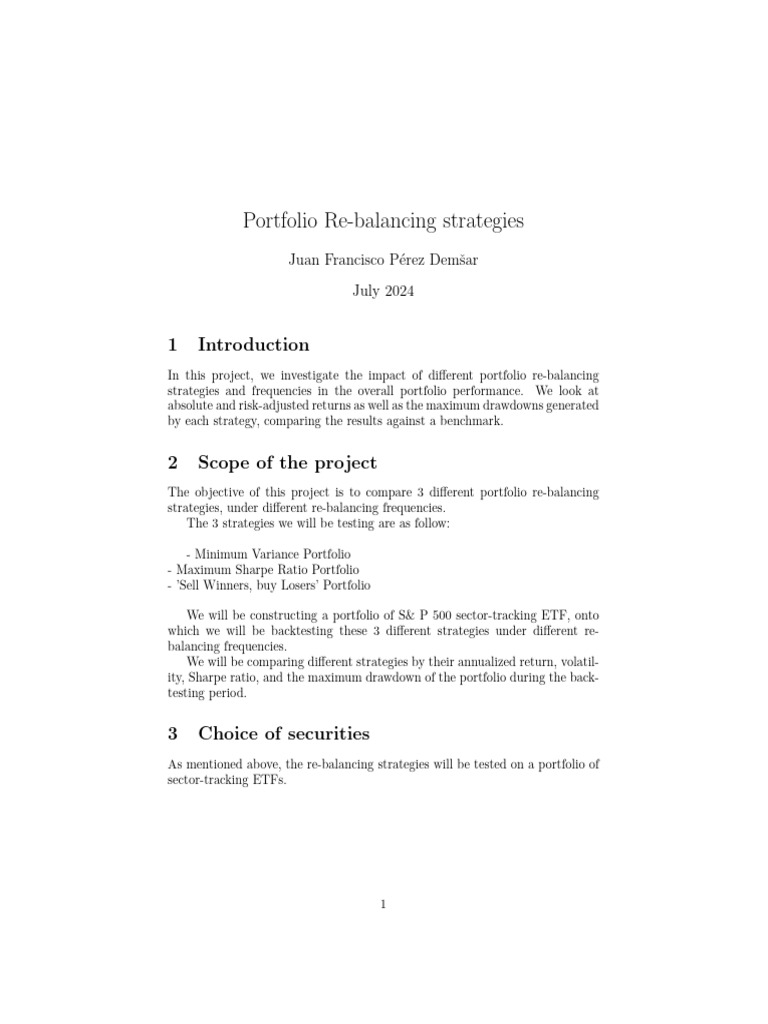 Portfolio Rebalancing 1721380561 | PDF | Sharpe Ratio | Investing
