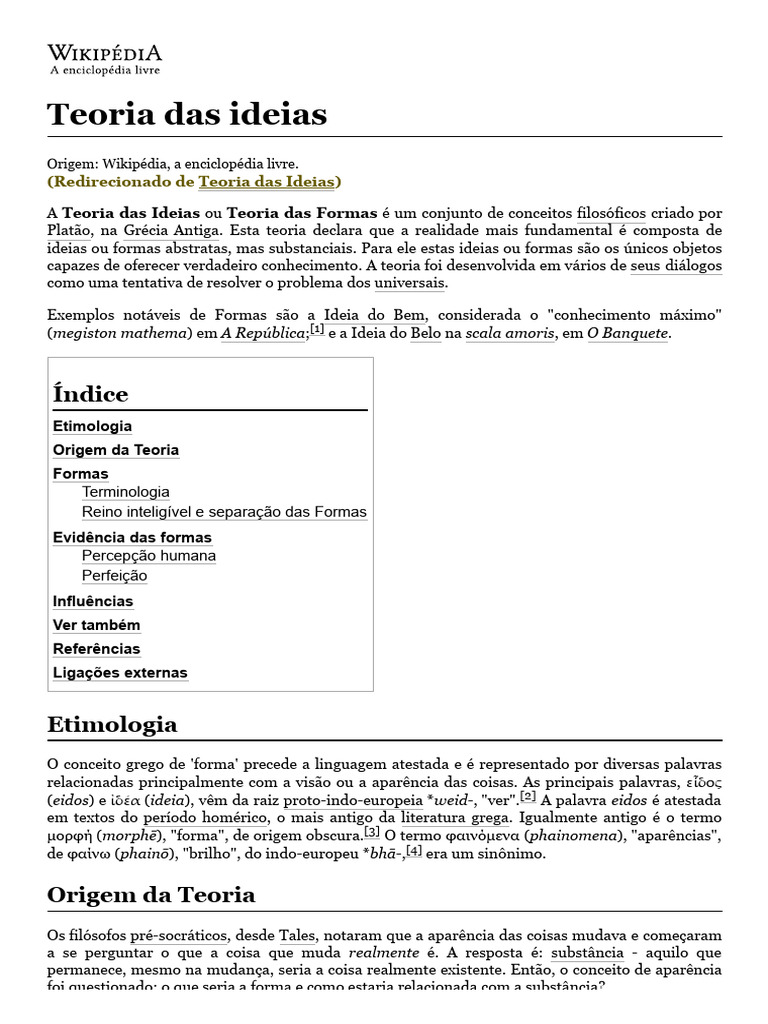 Teoria das Ideias de Platão: Conceitos-chave | PDF | Metafísica ...
