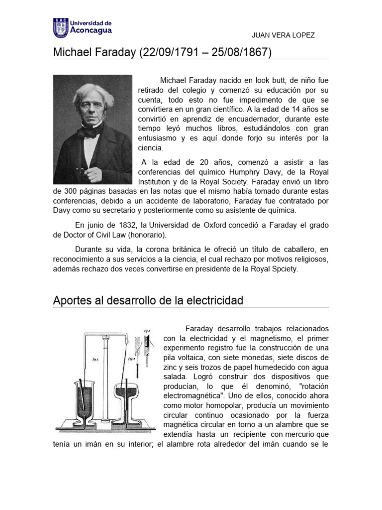EVALUACION N°3 MICHAEL FARADAY | PDF | Física | Física Aplicada e Interdisciplinaria