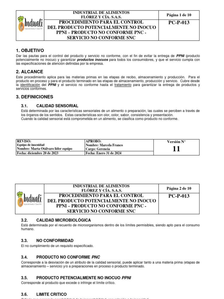 pnc guia | PDF | Alimentos | Contaminación