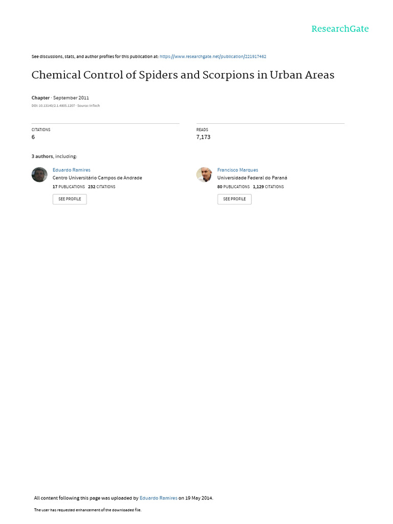 Chemical Control of Spiders and Scorpions in Urban Areas: September ...
