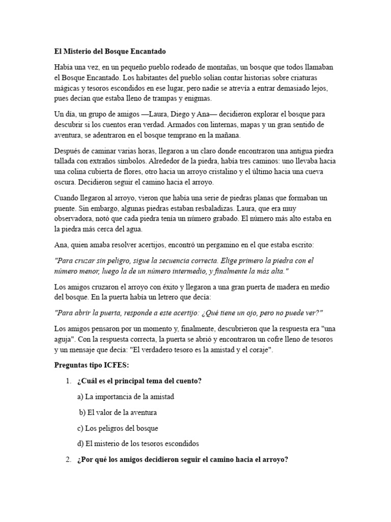 El Misterio Del Bosque Encantado LECTURA GRADO 6 | PDF | Ciencias ...