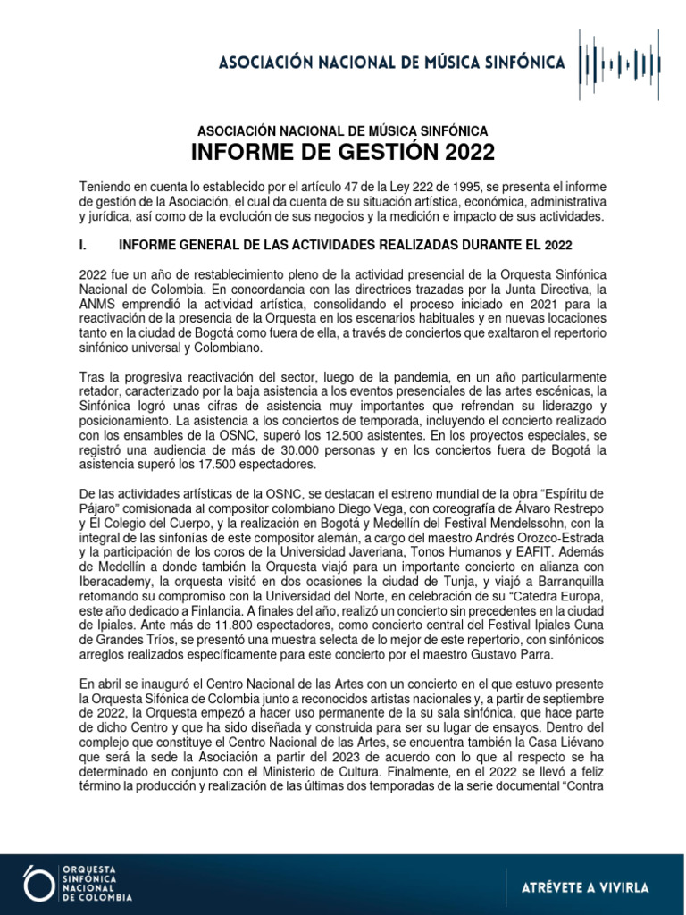 informe-de-gestion-2020 | Descargar gratis PDF | Colombia | Sinfonía