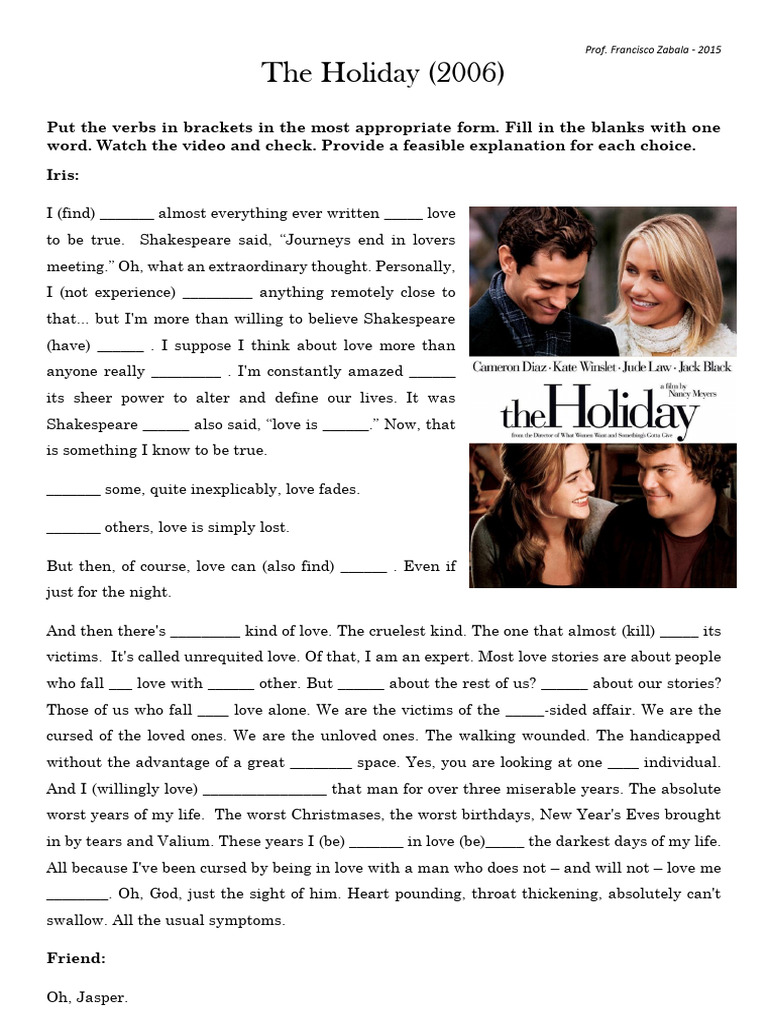 The Holiday - Fill in The Blanks | PDF