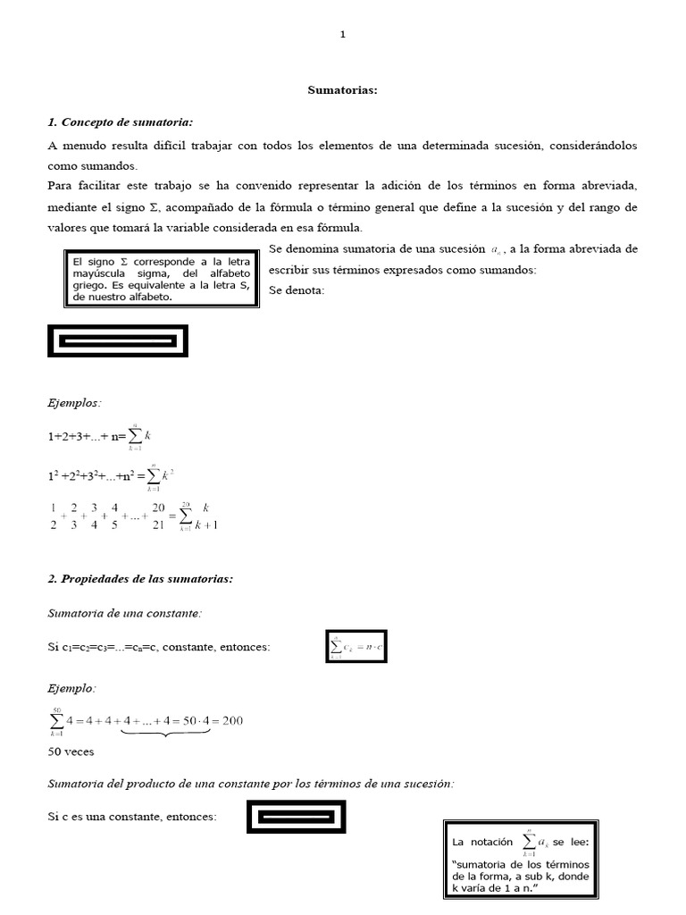 Guia 3 Sumatoria-Induccion | PDF | Suma | Fórmula