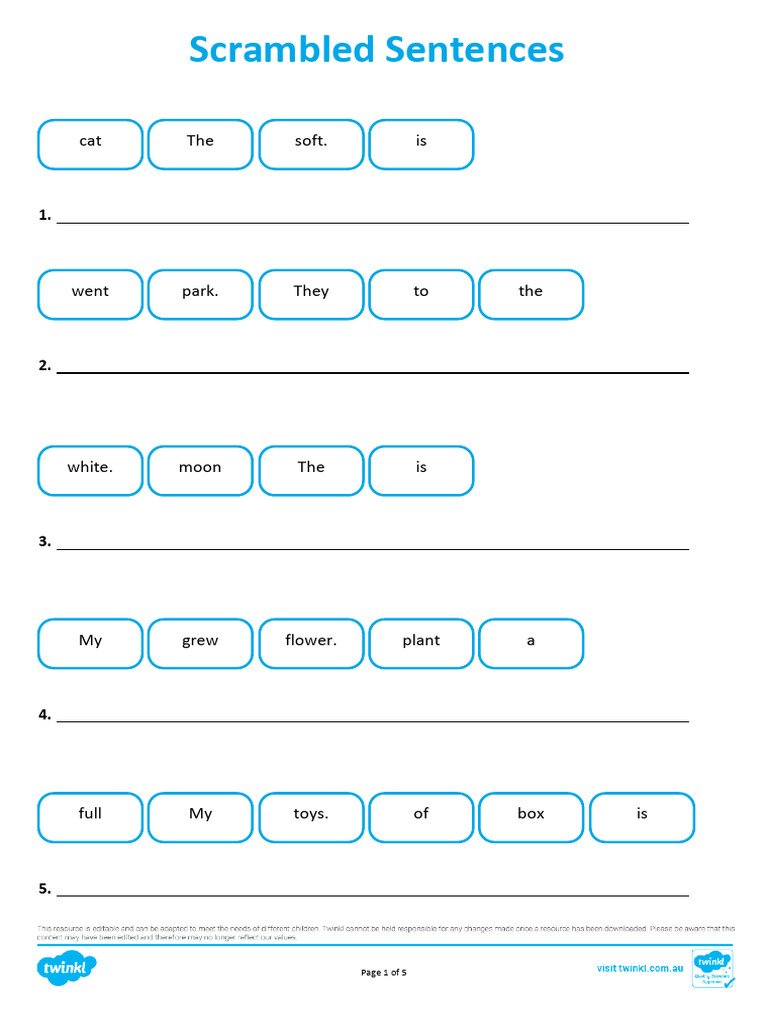 Scrambled Sentences | PDF