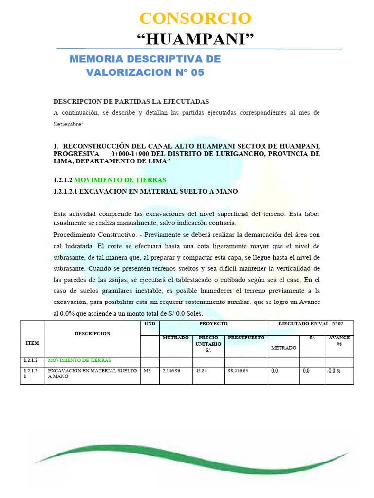 1.5 DESCRIPCION DE PARTIDAS Val | PDF | Hormigón | Presupuesto