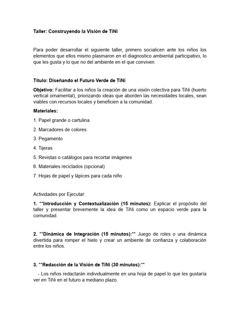 Taller Vision de La TINI | PDF | Crecimiento personal y profesional