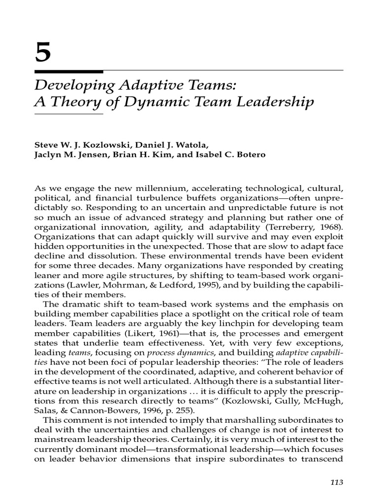 Developing Adaptive Teams A Theory of Dynamic Team Leadership | PDF ...