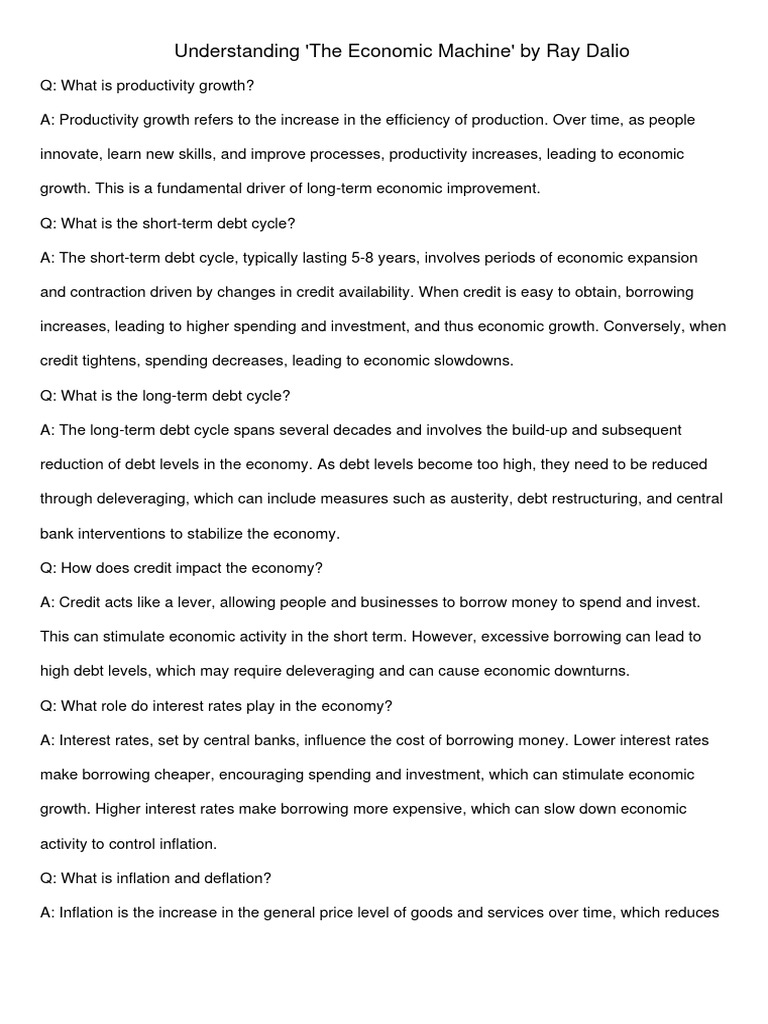 Economic Machine Explained by Ray Dalio | PDF | Debt | Recession