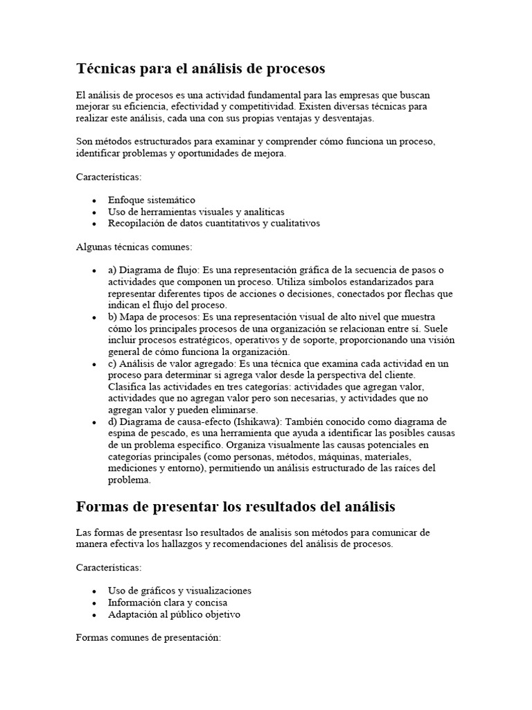 Técnicas Para El Análisis De Procesos Pdf Informática