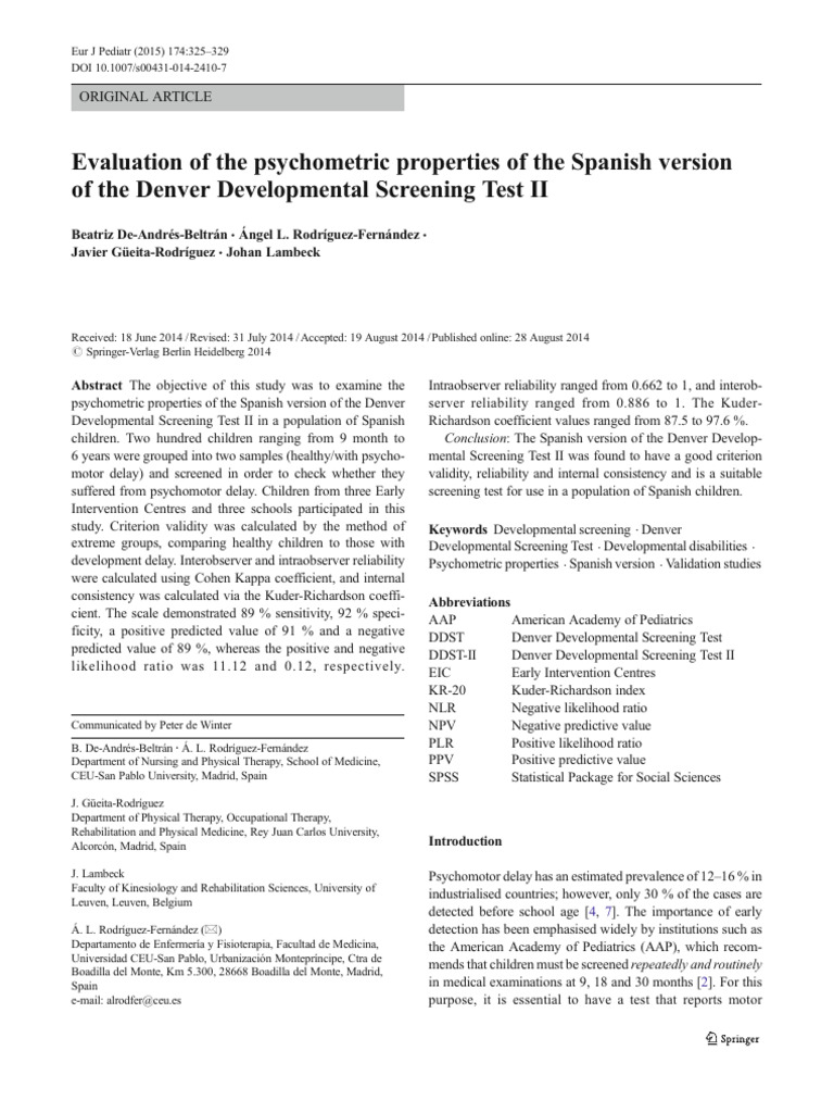 2015_ Evaluation of the psychometric properties of the Spanish version | PDF | Clinical Medicine