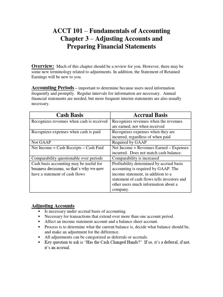 ACCT 101 Chapter 3 Handout | Download Free PDF | Deferral | Accrual
