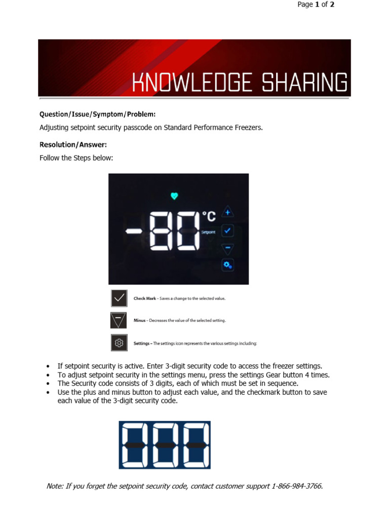 STP Freezer Series FDE HDE RDE TDE IUE CAR VWR - How To Reset Setpoint Security Passcode | PDF