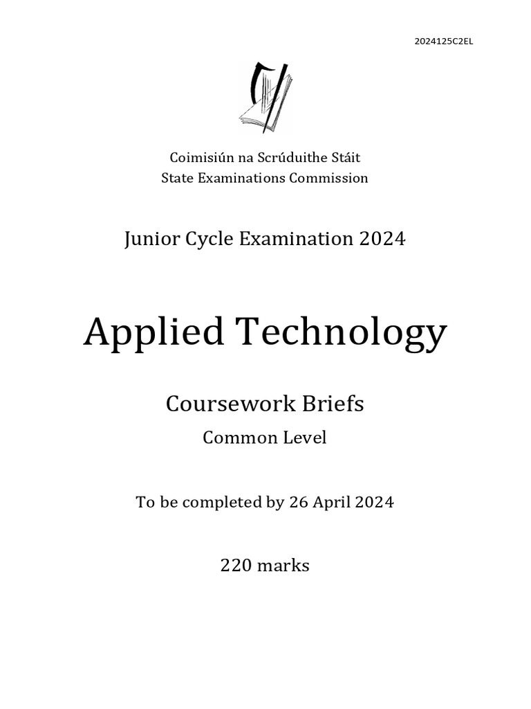 Junior Cycle 2024 Applied Technology Coursework Brief | PDF | Design Junior Cycle 2024 Applied Technology Coursework Brief | PDF | Design